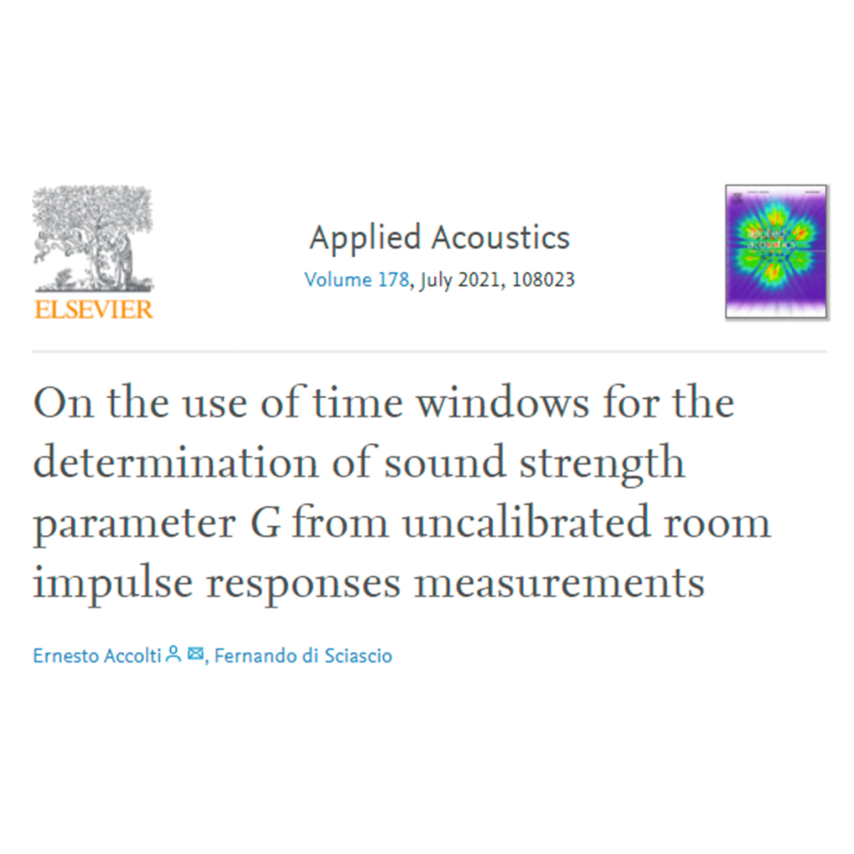 Libre descarga de artículo en revista Applied Acoustics – AdAA